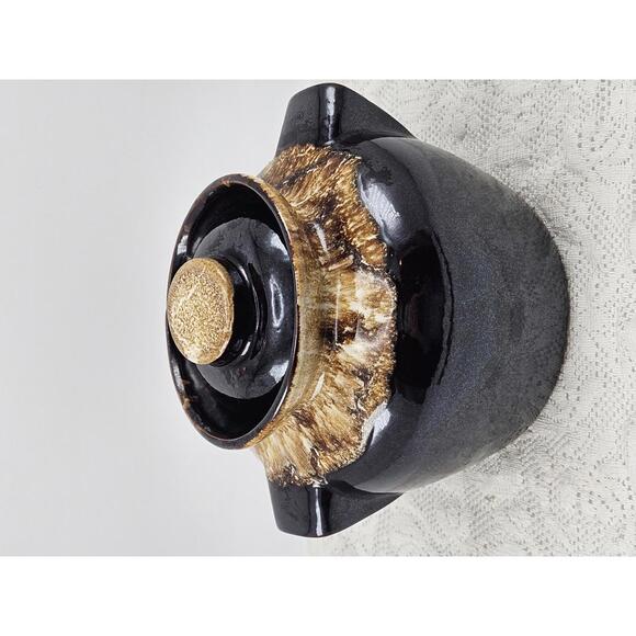 Dining | Vintage Brown Drip Glaze Bean Pot With Lid Midcentury Modern ...